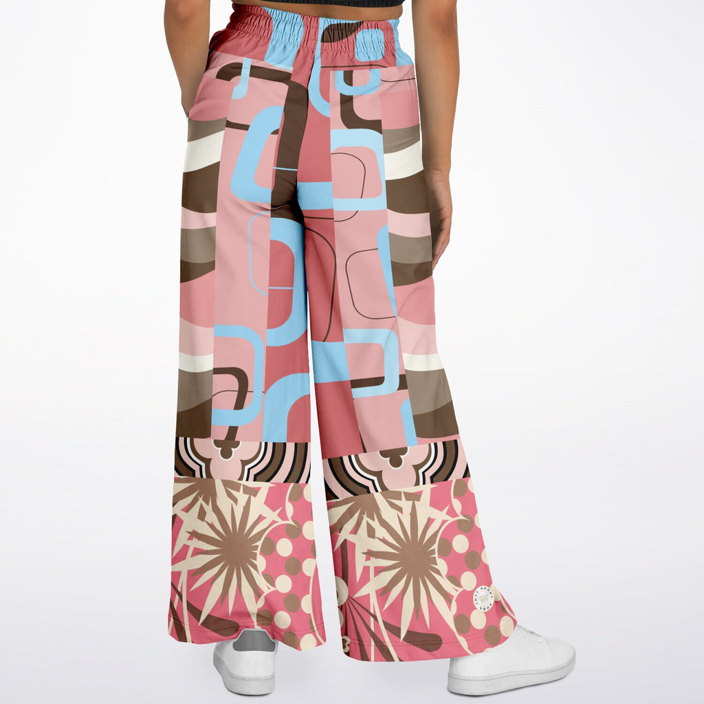 Pink Geo Retro Striped Eco-Poly Stretchy Phat Bellbottoms | That Hoody Shop